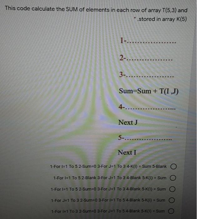 Solved This code calculate the SUM of elements in each row | Chegg.com