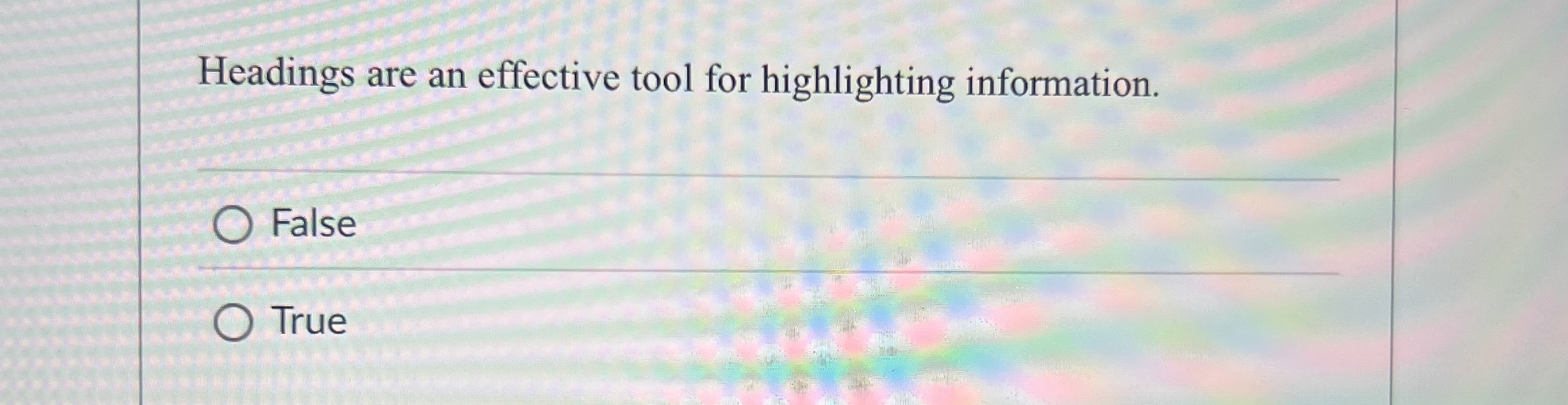 Solved Headings are an effective tool for highlighting | Chegg.com