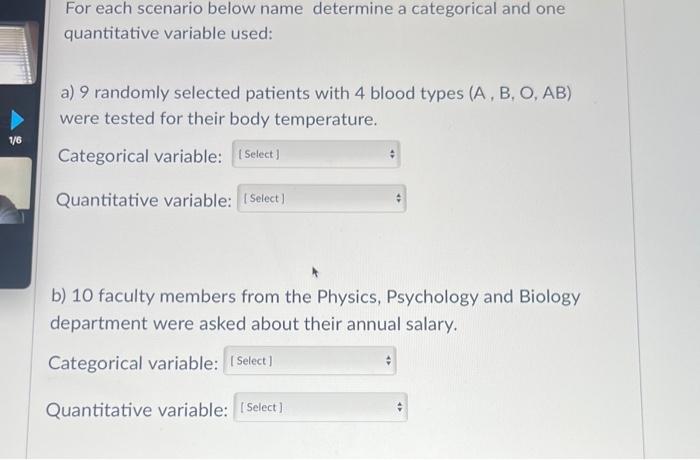 Solved 1/6 For each scenario below name determine a | Chegg.com