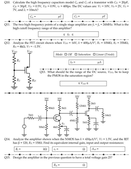 Solved Q10. Calculate the high frequency capacitors model | Chegg.com