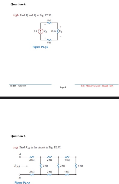 Solved Question 1 2.10 Find I, in the network in Fig. P2.10. | Chegg.com