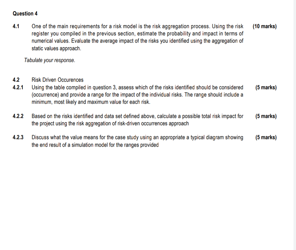 Solved Question 4 4.1 (10 marks) One of the main | Chegg.com