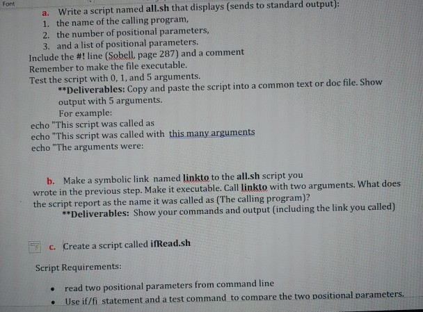 Solved Font A Write A Script Named Allsh That Displays 