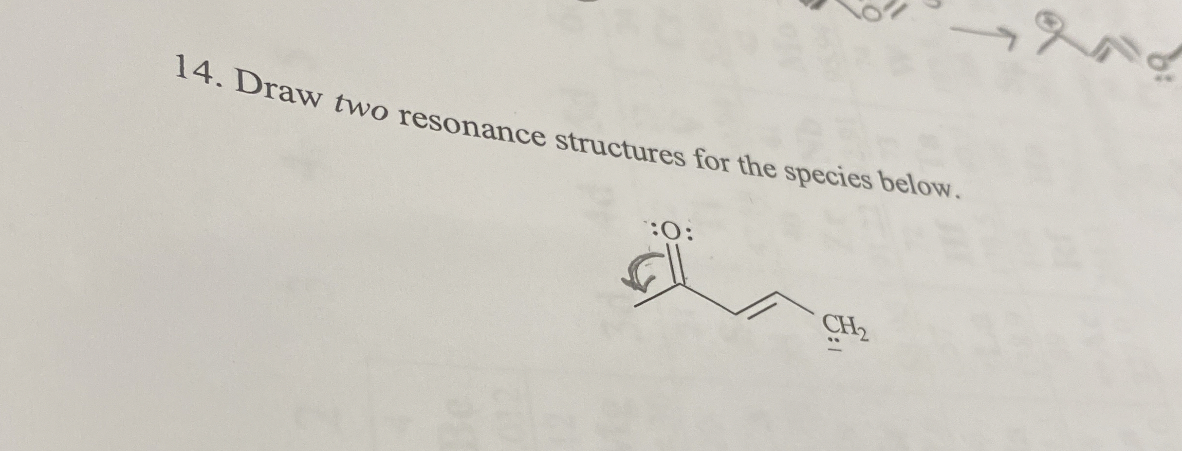 Solved Draw two resonance structures for the species below. | Chegg.com
