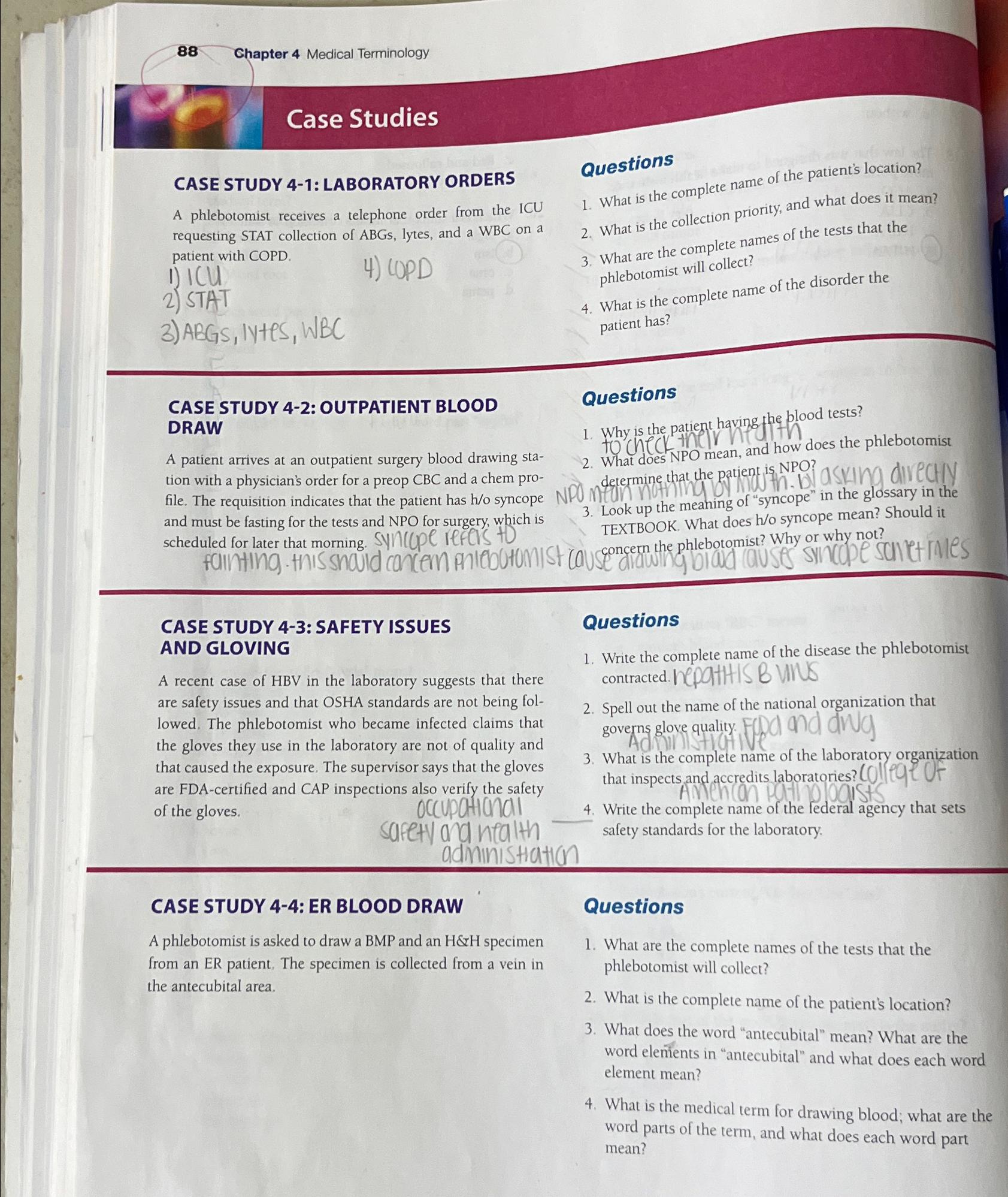 Solved Case StudiesCASE STUDY 4-1: LABORATORY ORDERSA | Chegg.com