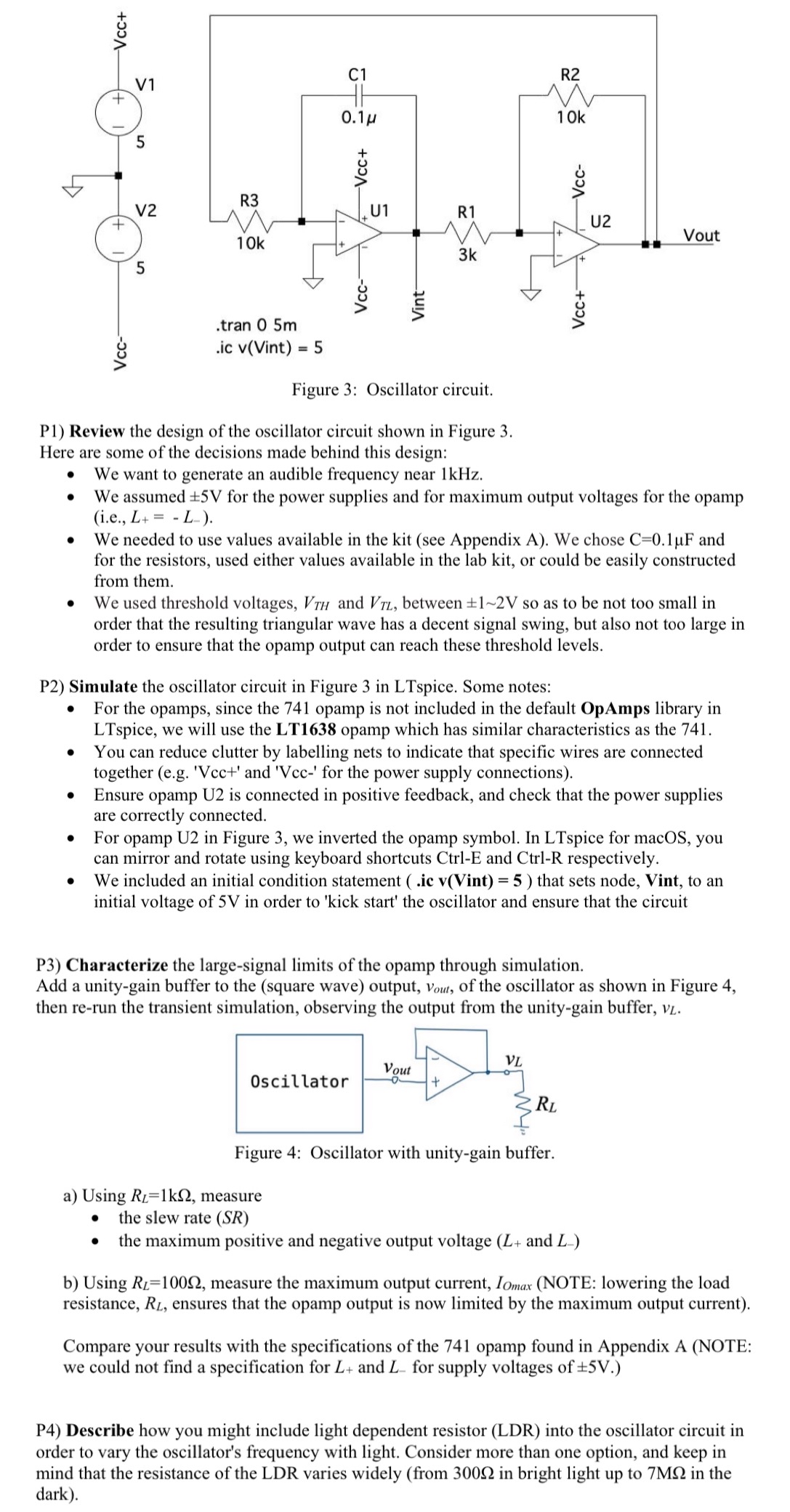 Solved P1) ﻿Review the design of the oscillator circuit | Chegg.com