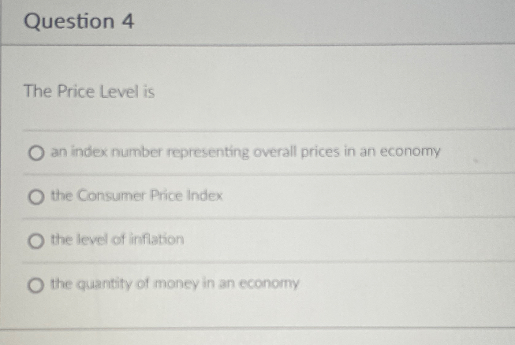 Solved Question 4The Price Level isq,an index number | Chegg.com