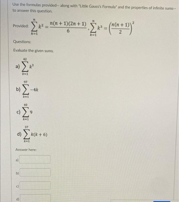Solved Use the formulas provided-- along with "Little | Chegg.com