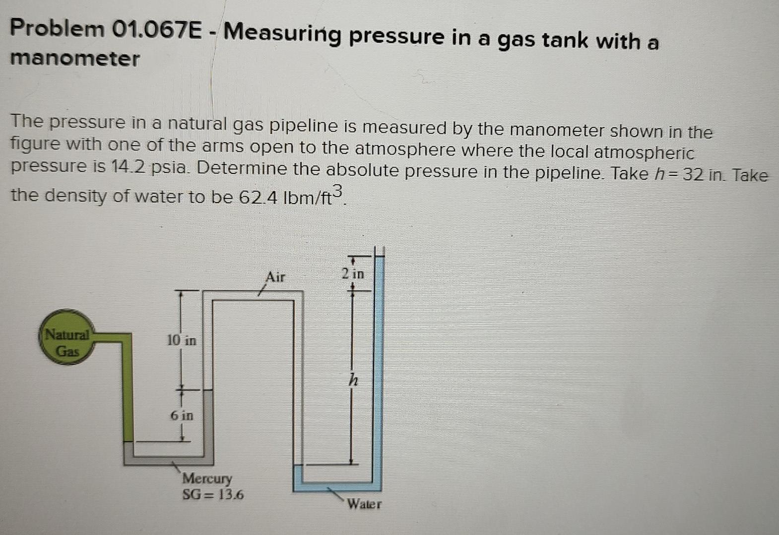 Solved Problem 01.067E - Measuring pressure in a gas tank | Chegg.com