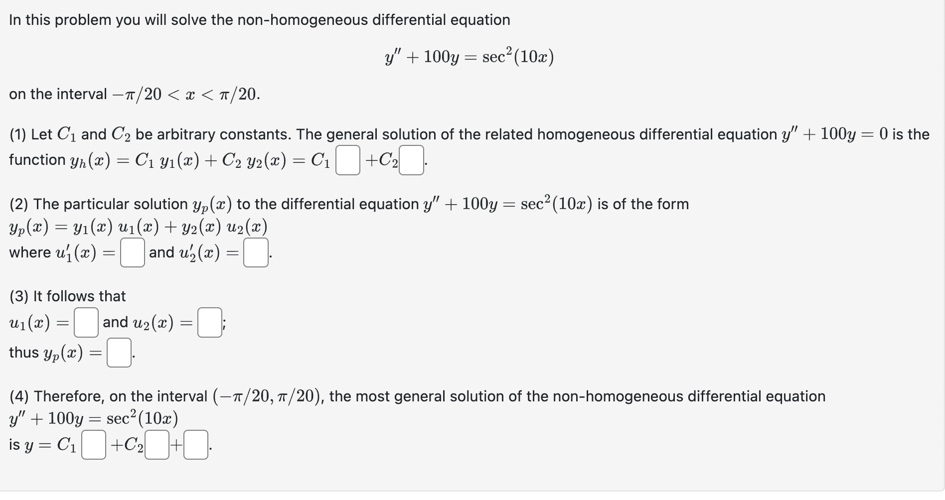 Solved In this problem you will solve the non-homogeneous | Chegg.com