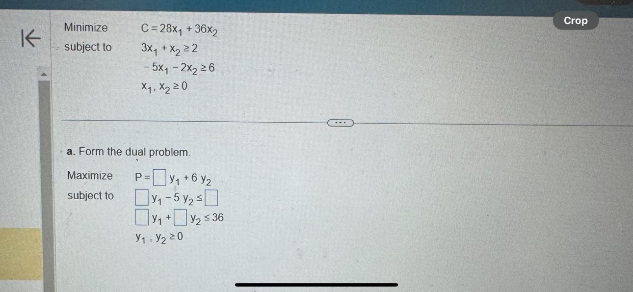 Solved Minimize C=28x1+36x2 ﻿subject | Chegg.com