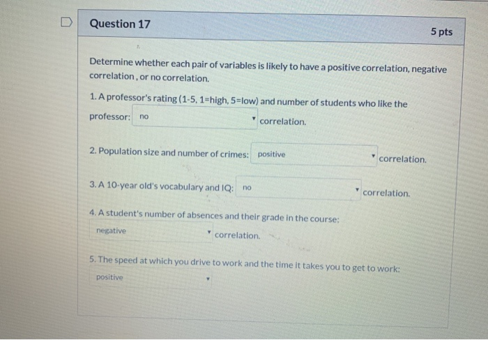 Solved D Question 17 5 pts Determine whether each pair of | Chegg.com