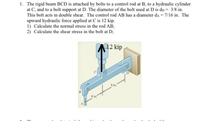Solved 1. The rigid beam BCD is attached by bolts to a | Chegg.com