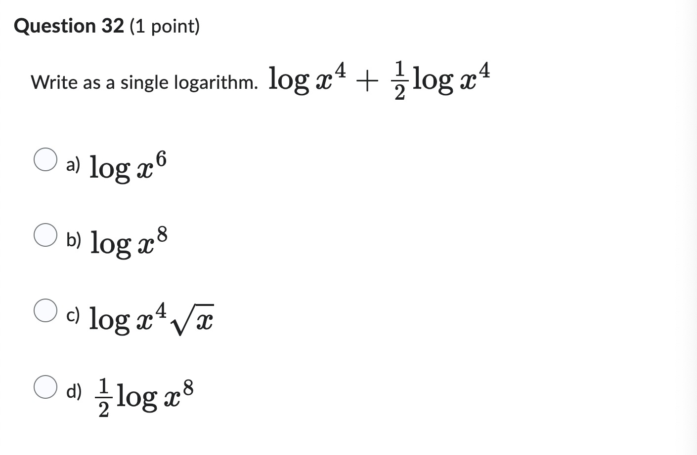 Solved Question 32 1 point Write As A Single Logarithm