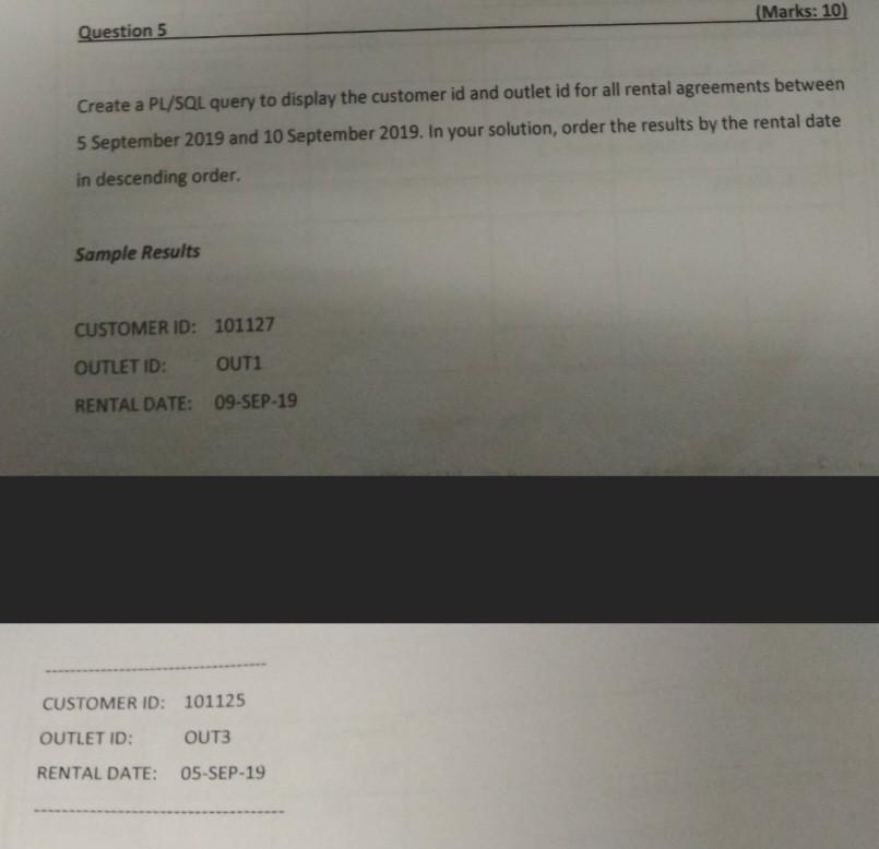 Solved Create a SQL query to display the customer id, | Chegg.com