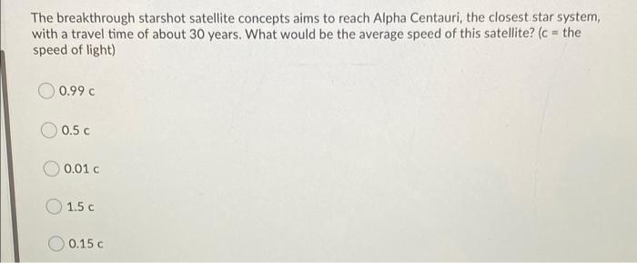 Solved The breakthrough starshot satellite concepts aims to | Chegg.com