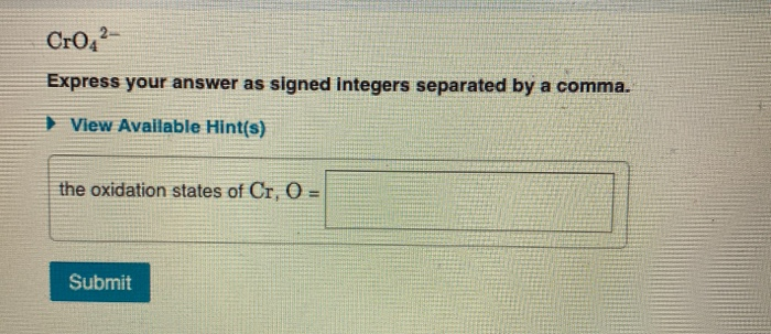 Solved Cro? Express your answer as signed integers separated | Chegg.com