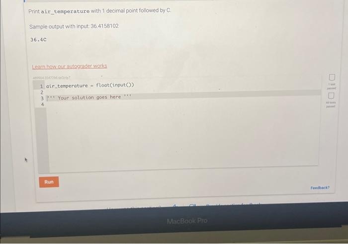 Solved Print air_temperature with 1 decimal point followed | Chegg.com
