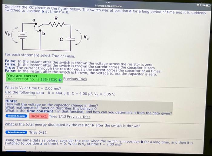 Solved position b at time t=0. position a for a long period | Chegg.com