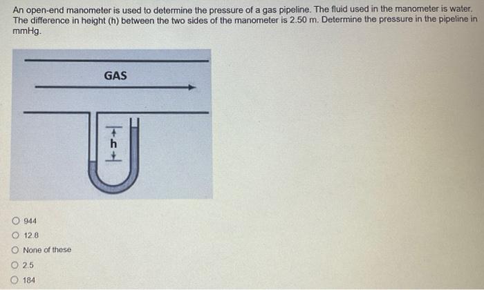 Solved An open-end manometer is used to determine the | Chegg.com