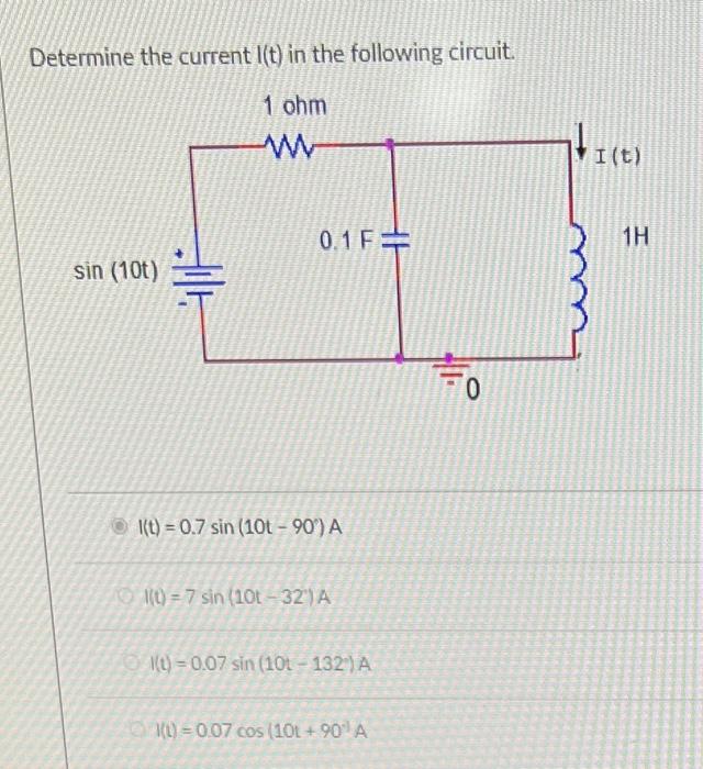 Solved Determine the current l(t) in the following circuit. | Chegg.com
