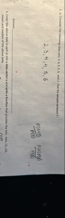 Solved a. ﻿Consider the following data sets: 3,4,6,5,4, ﻿and | Chegg.com