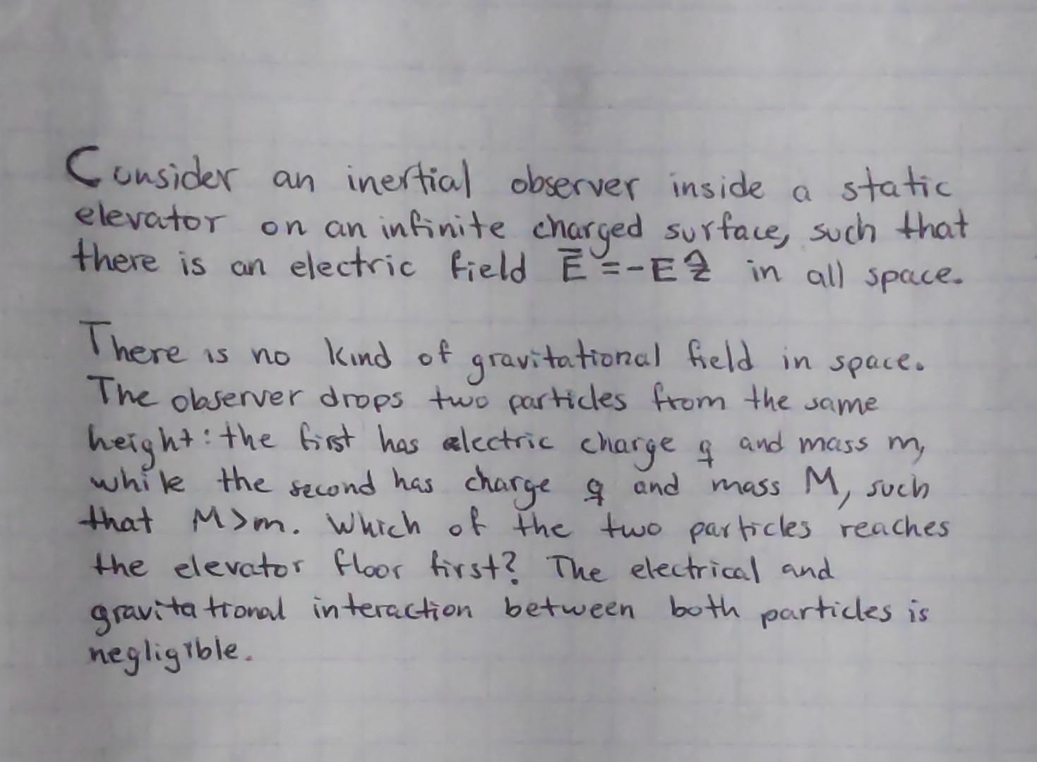 Solved Consider an inertial observer inside a static | Chegg.com