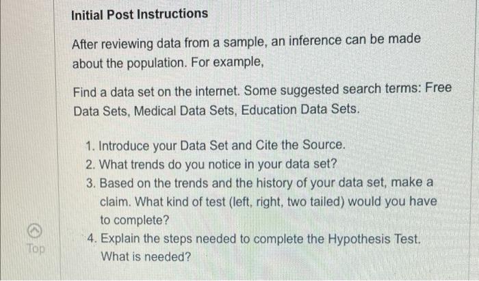Initial Post Instructions After reviewing data from a | Chegg.com