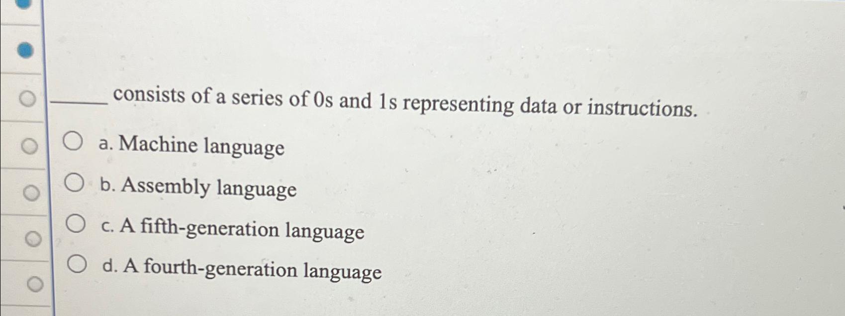 Solved consists of a series of 0s ﻿and 1s ﻿representing data | Chegg.com