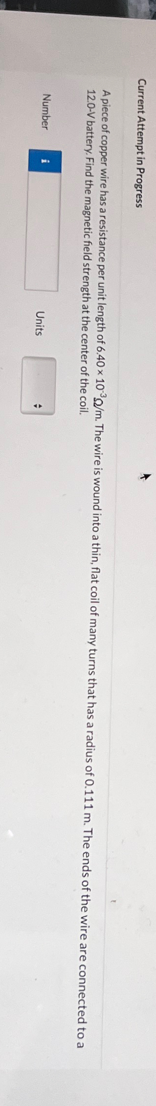 Solved Current Attempt in ProgressA piece of copper wire has | Chegg.com