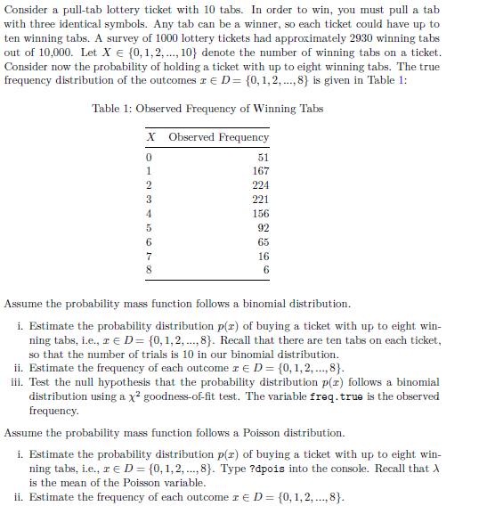 Solved Consider a pull-tab lottery ticket with 10 ﻿tabs. ﻿In | Chegg.com