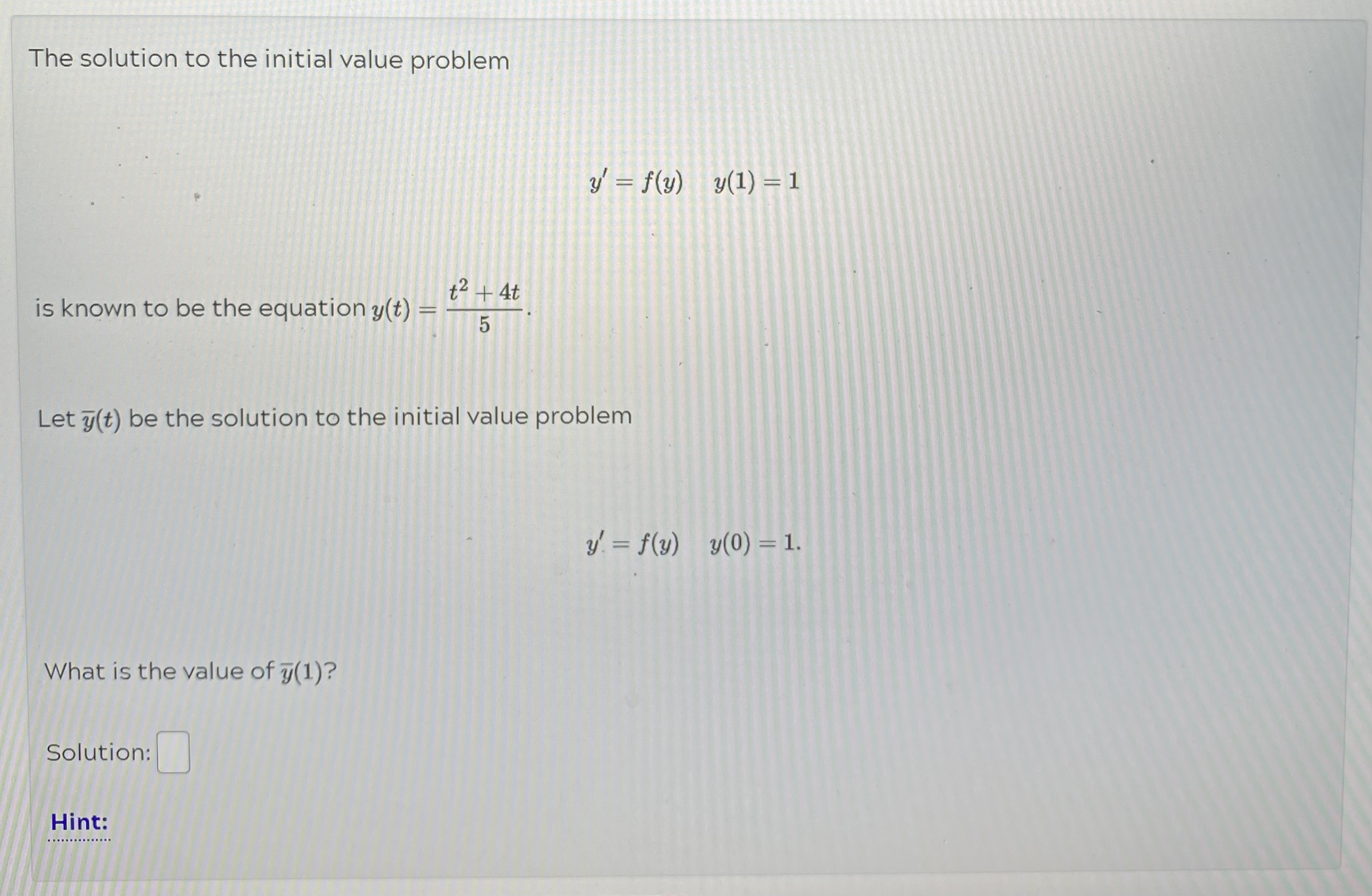Solved The solution to the initial value | Chegg.com