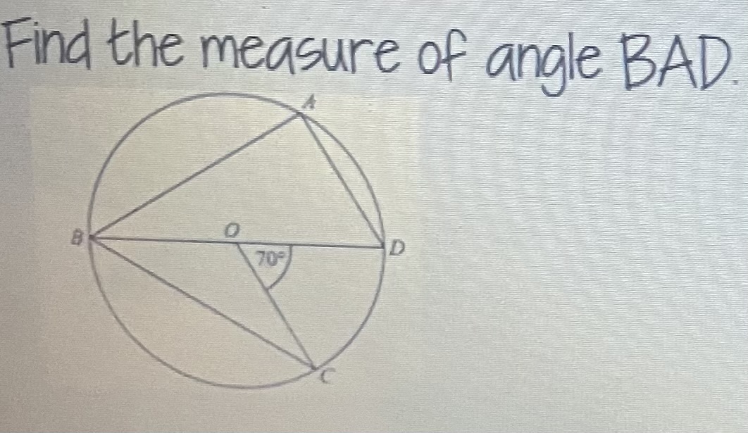 Solved Find the measure of angle BAD. | Chegg.com