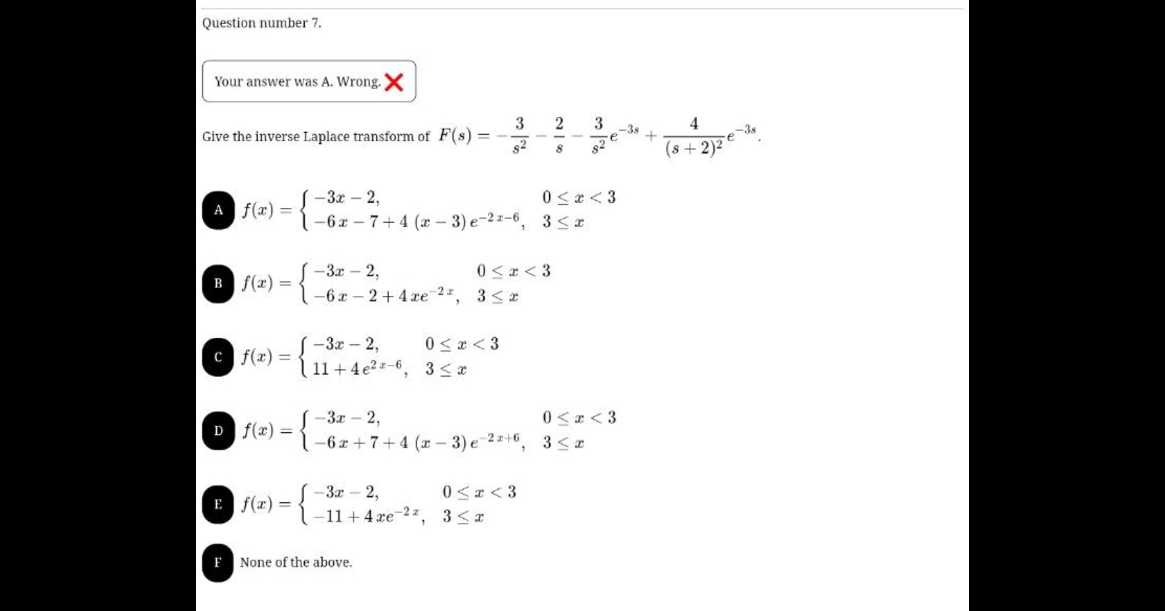 Solved Question number 7.Give the inverse Laplace transform | Chegg.com