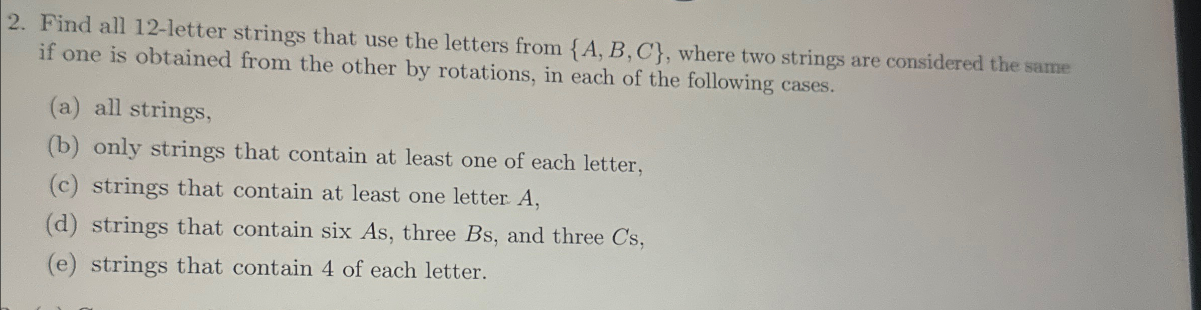 Solved Find all 12 -letter strings that use the letters from | Chegg.com