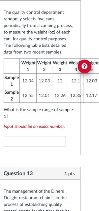 Solved The quality control department randomly selects five | Chegg.com