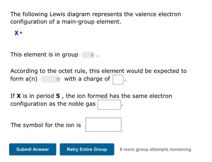 Solved The following Lewis diagram represents the valence | Chegg.com