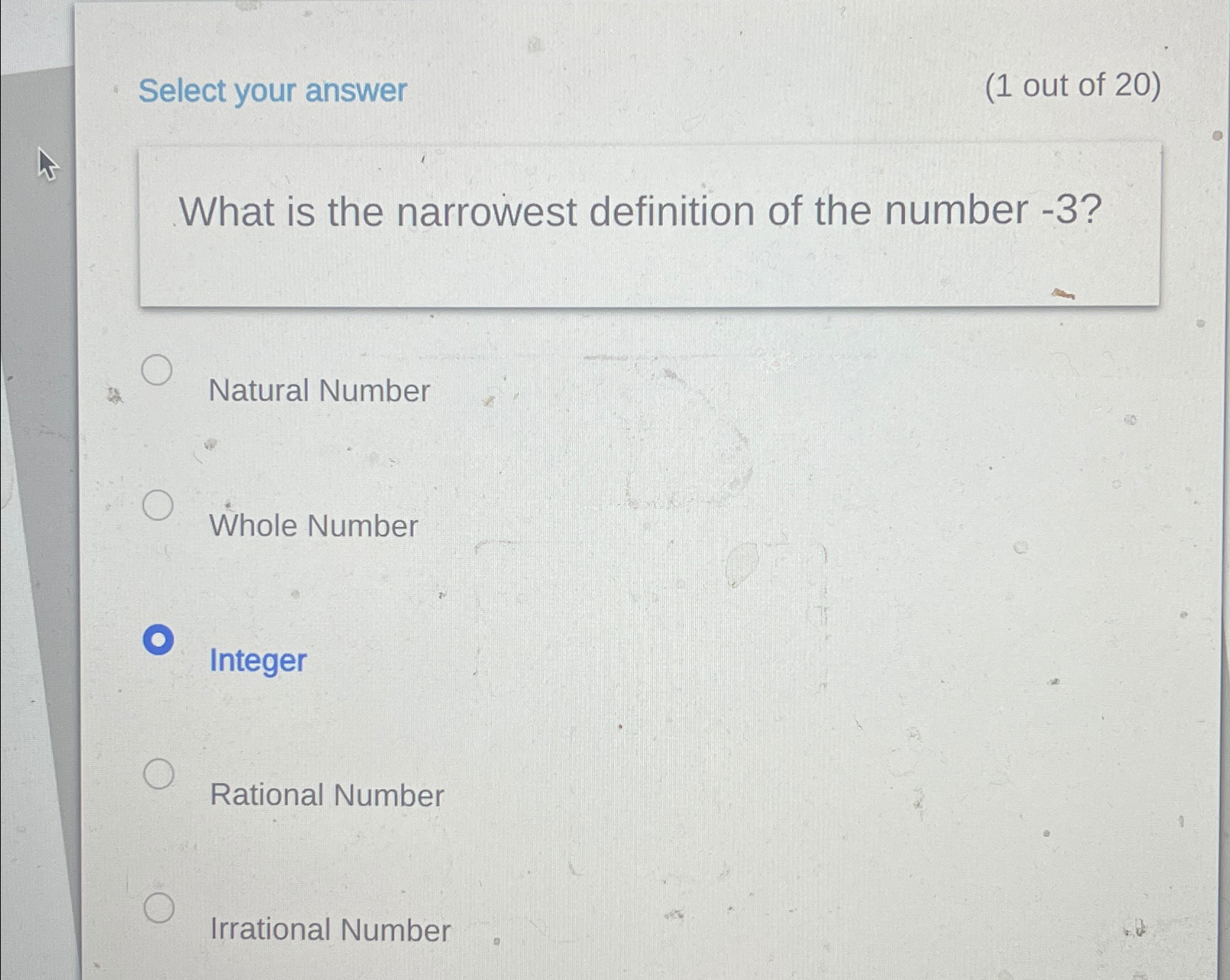 Solved Select your answer(1 ﻿out of 20 )What is the | Chegg.com