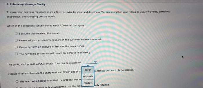 Solved 3. Enhancing Message Clarity To make your business | Chegg.com