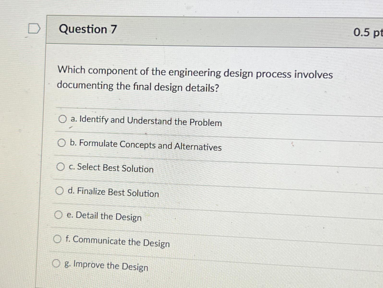 Solved Question 70.5ptWhich component of the engineering | Chegg.com