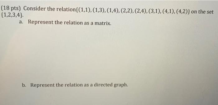 Solved 18 pts) Consider the relation | Chegg.com