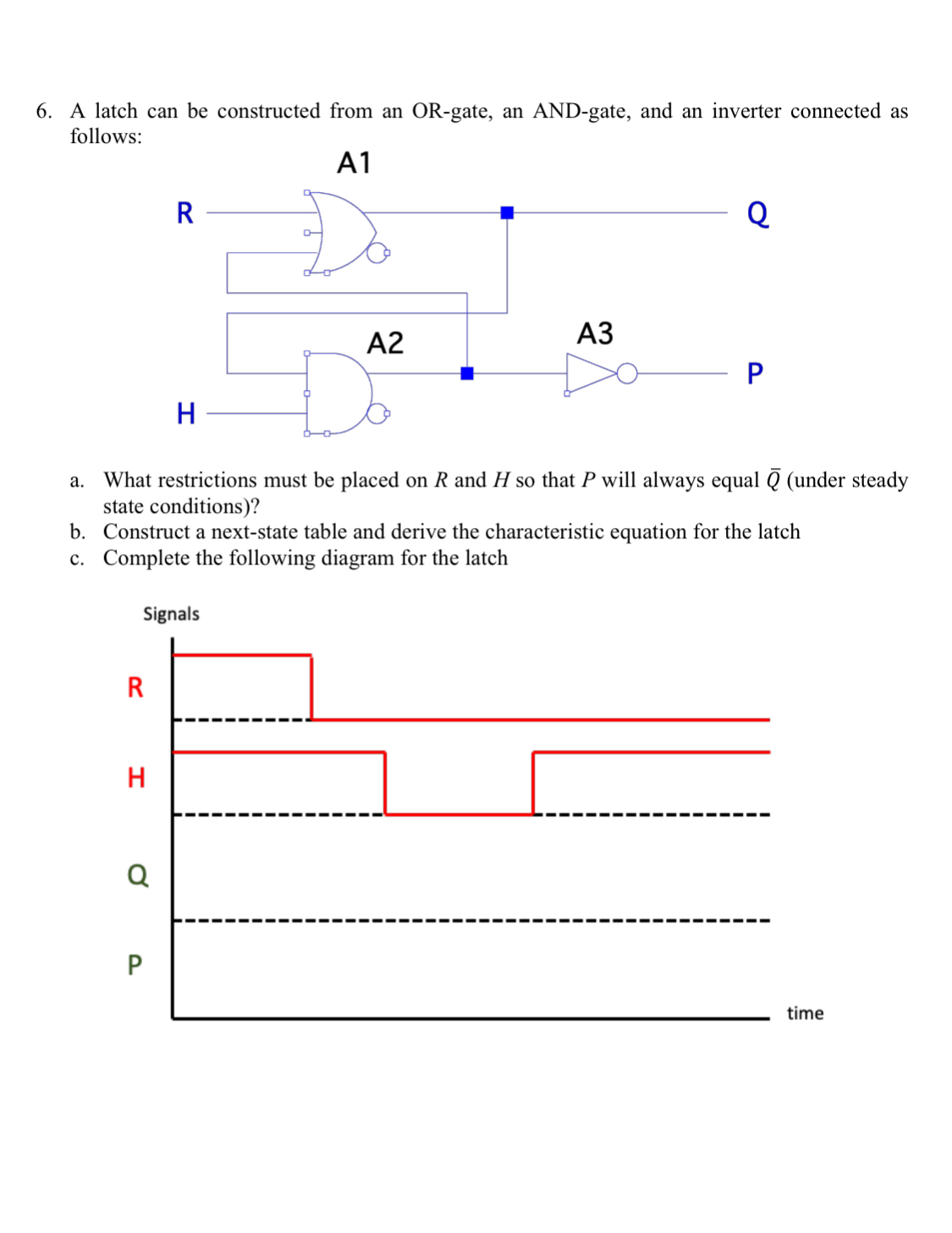 Solved A latch can be constructed from an OR-gate, an | Chegg.com