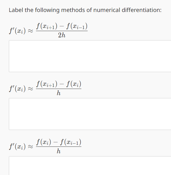 Solved Label the following methods of numerical | Chegg.com