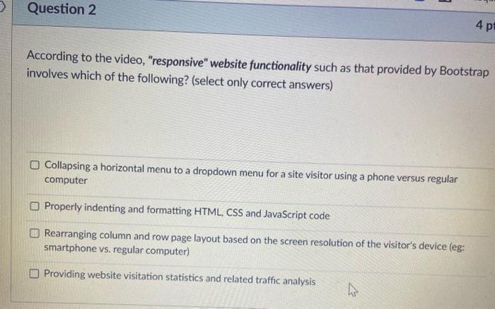 Solved According to the video, "responsive" website | Chegg.com