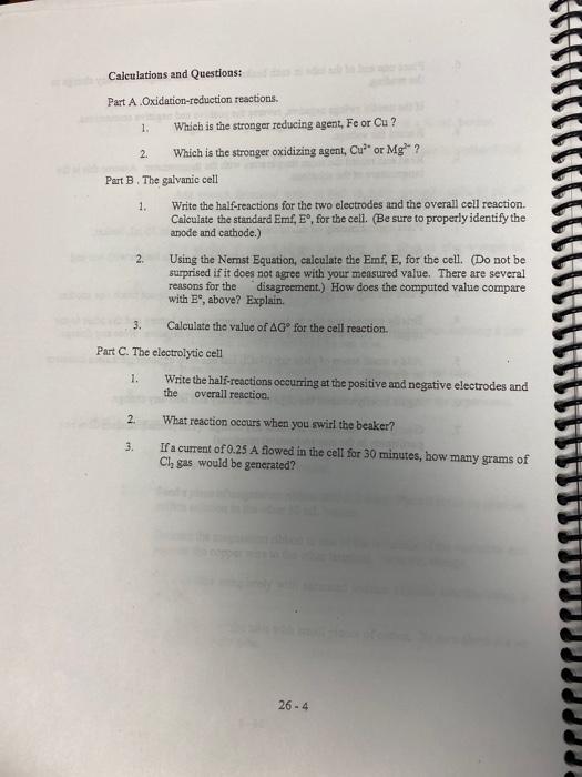 Solved Experimental Procedure: Part A .Oxidation-reduction | Chegg.com