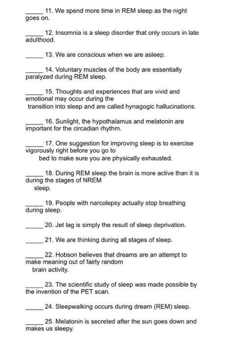 Solved Lesson 3: Circadian Rhythm, Sleep and Dreams Read the | Chegg.com
