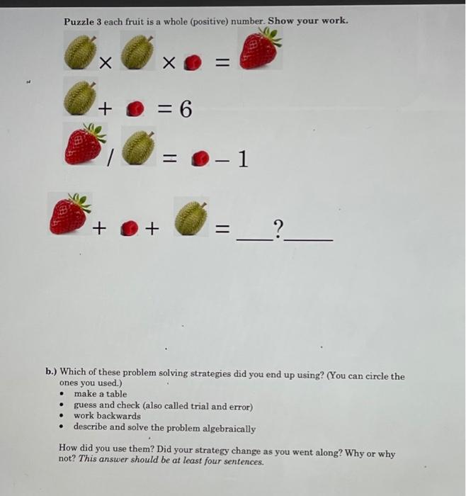 Solved 14. Fruit Puzzles - Find the number represented by | Chegg.com