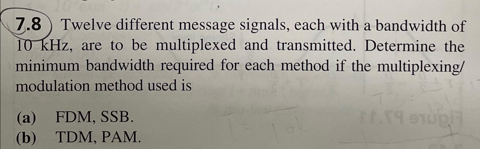 Solved 7.8 ﻿Twelve different message signals, each with a | Chegg.com