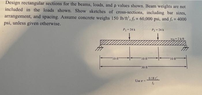 Solved Design rectangular sections for the beams, loads, and | Chegg.com