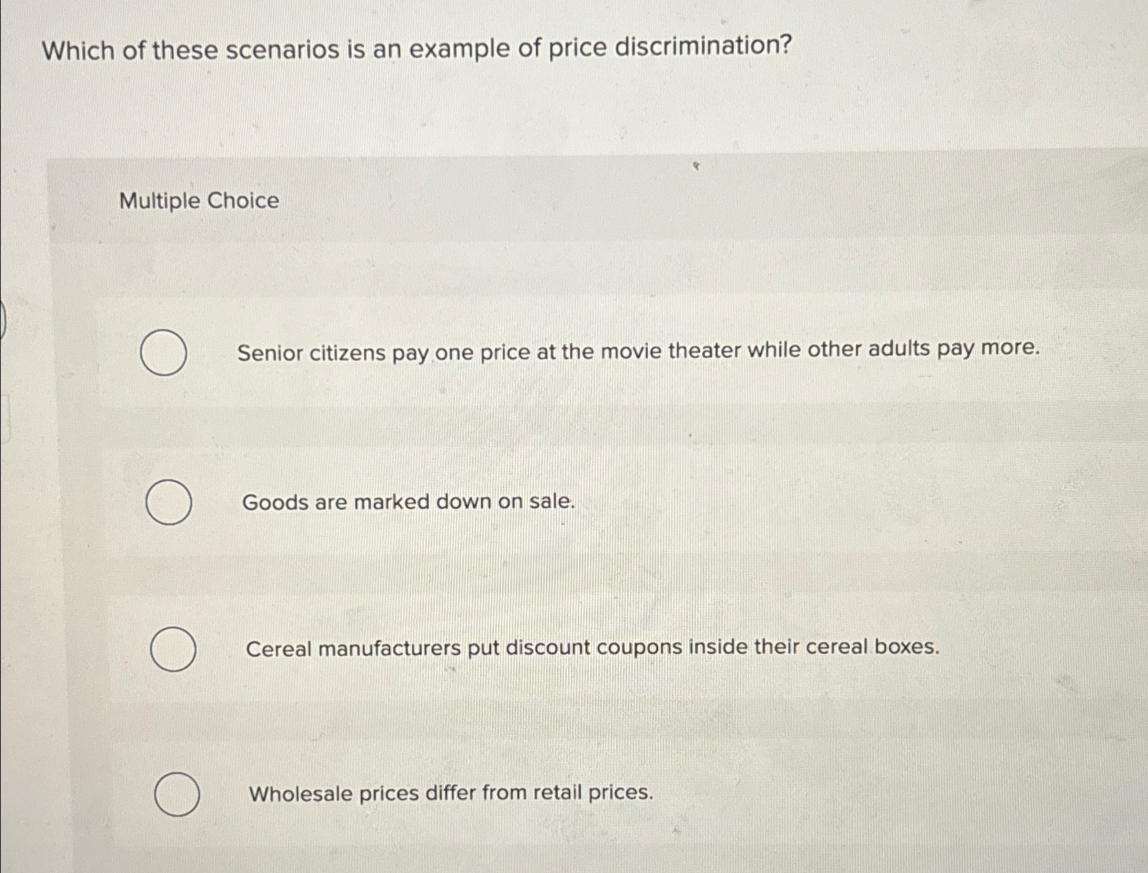 Solved Which of these scenarios is an example of price | Chegg.com